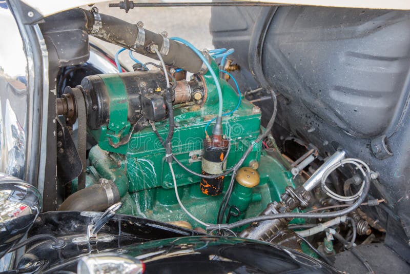 Green Vintage Ancient Old Style Car Engine Stock Image - Image of motor ...