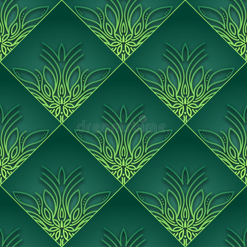 Green Vintage Seamless Wallpaper Stock Vector - Illustration of baroque ...