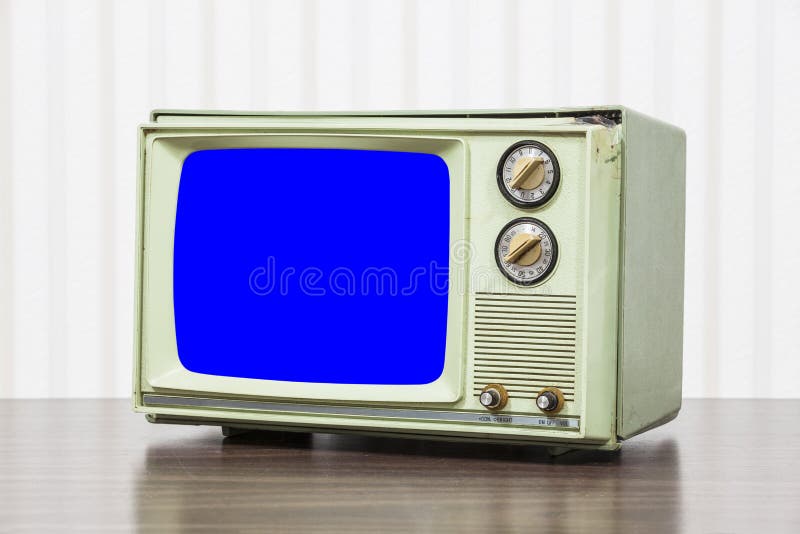 Green Vintage Television with Chroma Key Blue Screen Cut Out Stock ...