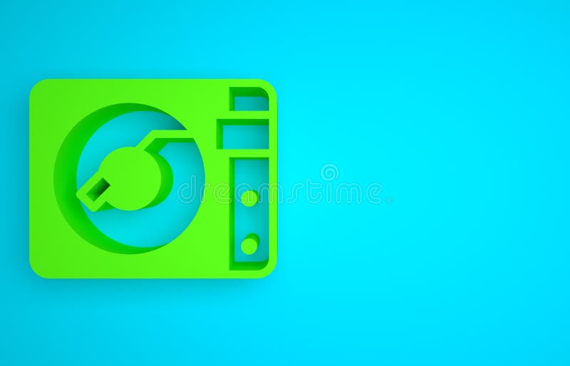 Green Vinyl Player with a Vinyl Disk Icon Isolated on Blue Background ...