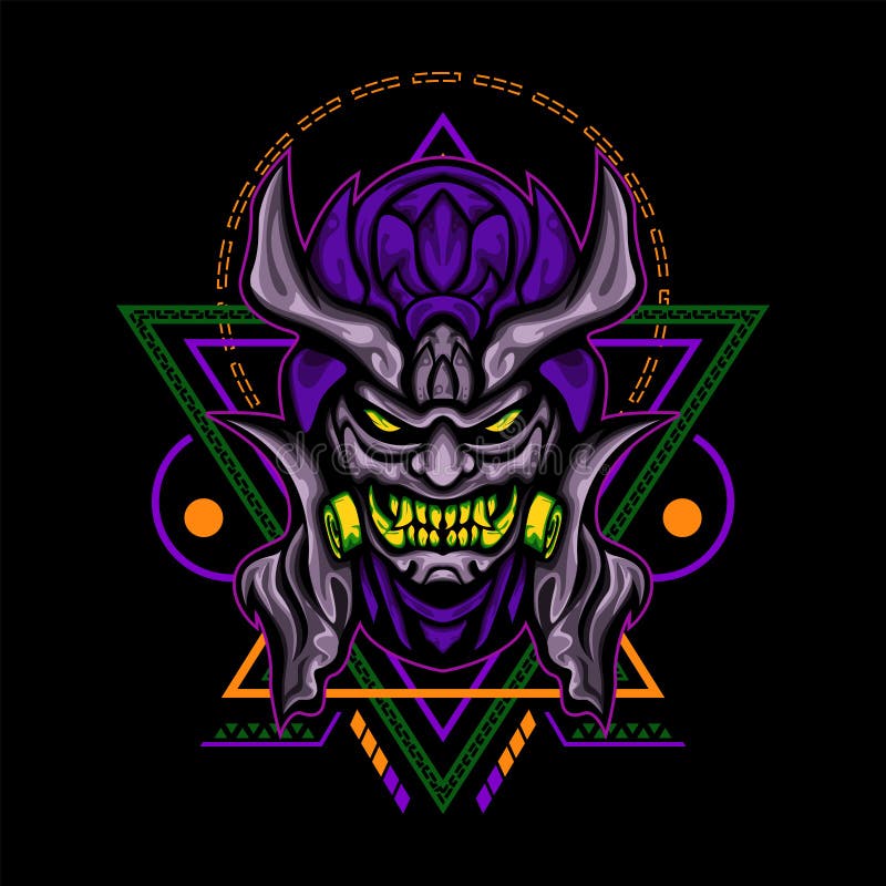 Green Violet Demon Toxic Mask Stock Vector - Illustration of graphic ...