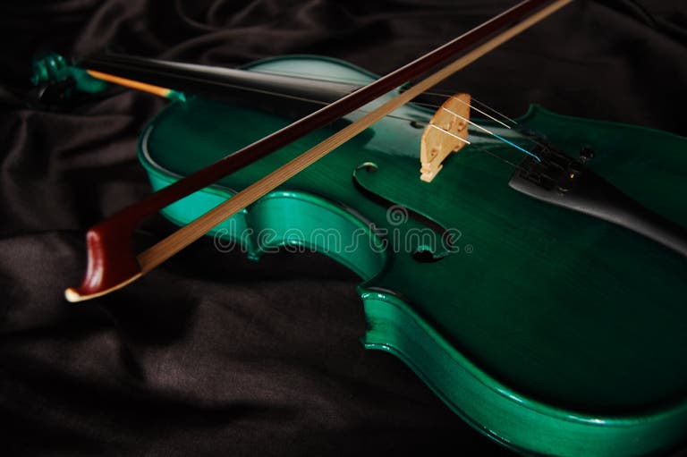 Green violin stock photo. Image of silk, close, stylish - 10866568