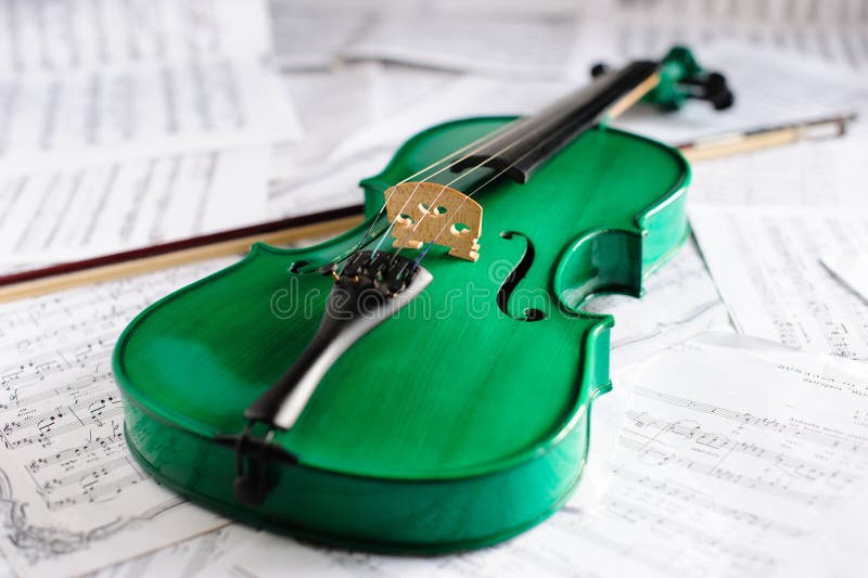 Green violin stock image. Image of wonderful, classic - 13603883