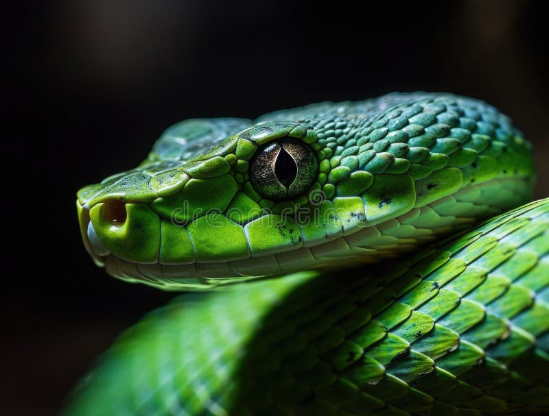 Green viper snake stock illustration. Illustration of reptile - 277618176