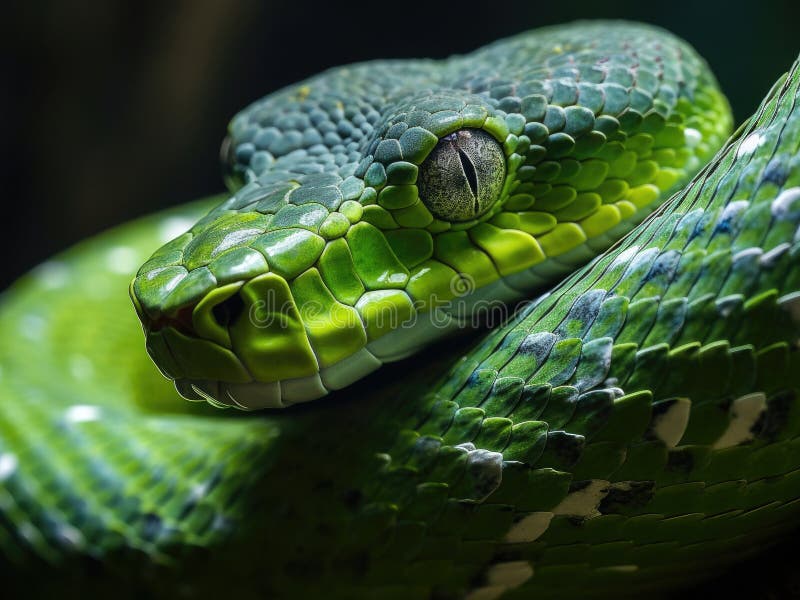 Green viper snake stock illustration. Illustration of fauna - 277632320