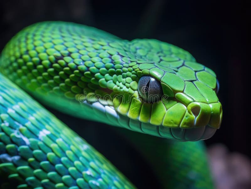 Green viper snake stock illustration. Illustration of attack - 277632348