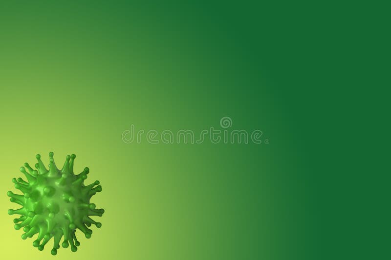 Green Virus Bacteria Cell 3D Render Image on Green Background. Flu ...