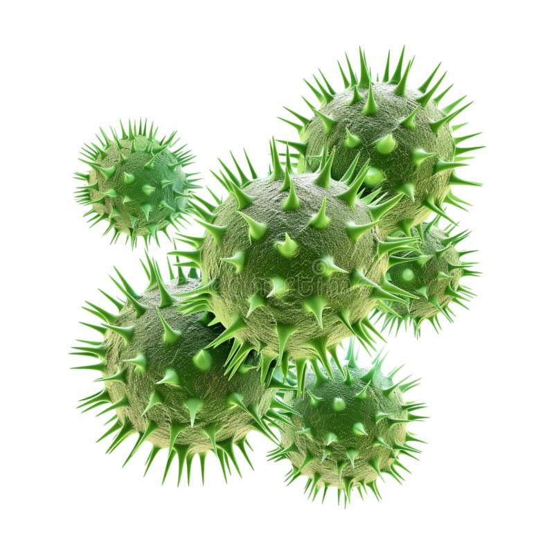 Green Virus or Bacteria on Transparent Background - Ai Generated Stock ...