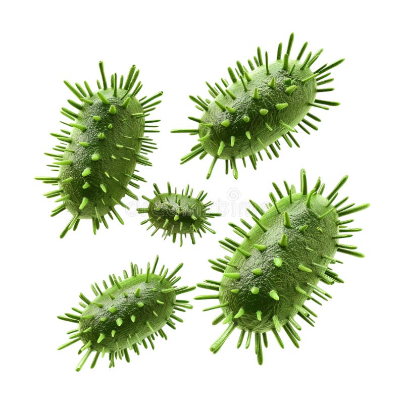 Green Virus or Bacteria on Transparent Background - Ai Generated Stock ...