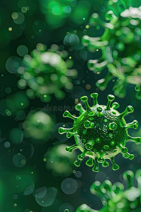 Green Virus Under a Microscope Stock Illustration - Illustration of ...