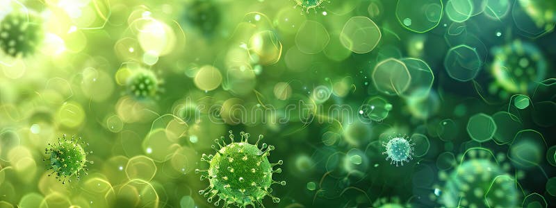 Green Virus Under a Microscope Stock Illustration - Illustration of ...