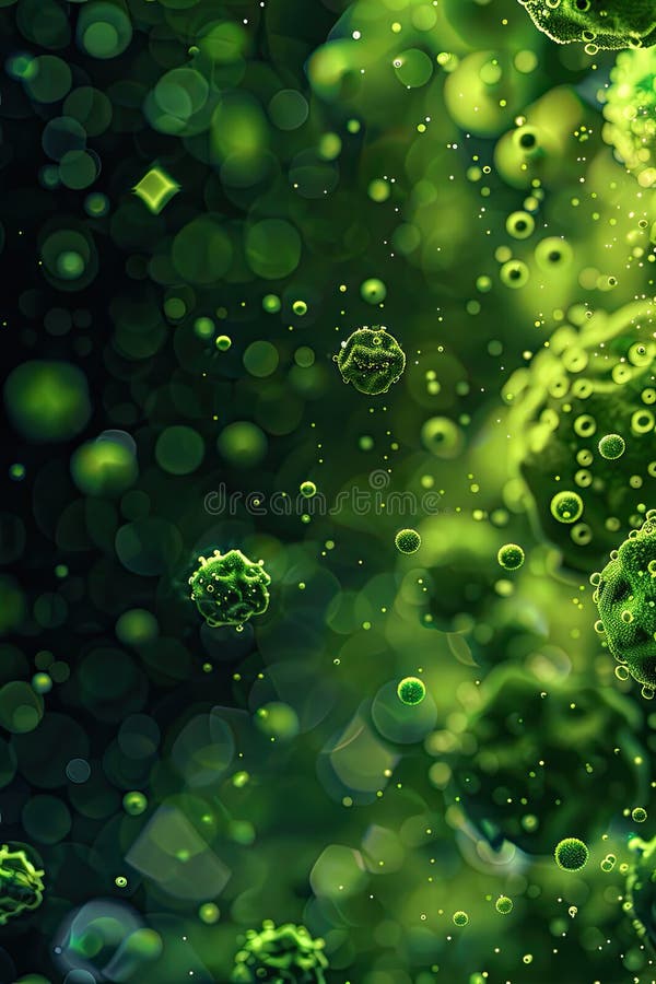 Green Virus Under a Microscope Stock Illustration - Illustration of ...
