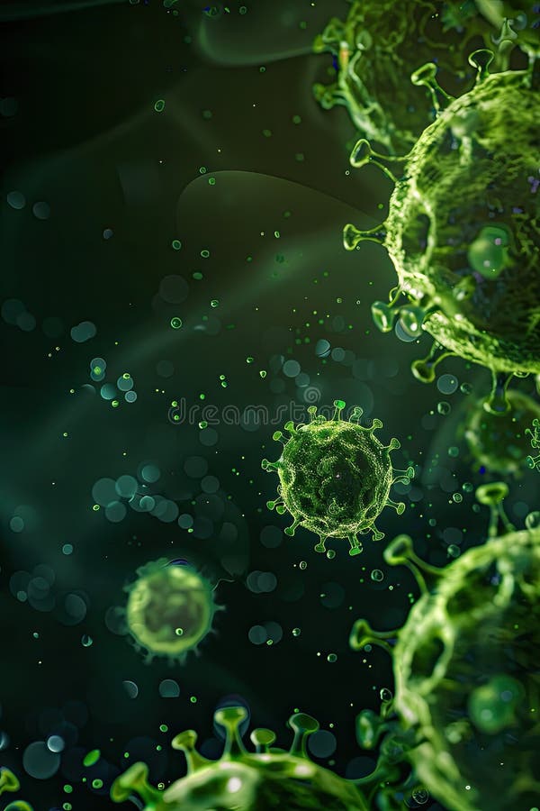 Green Virus Under a Microscope Stock Illustration - Illustration of ...