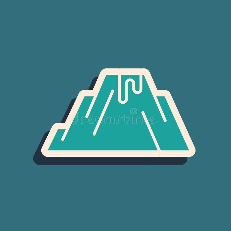 Green Volcano Eruption with Lava Icon Isolated on Green Background ...