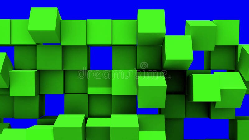 Green Wall of Cubes Falls Apart Stock Footage - Video of bulge, chroma ...