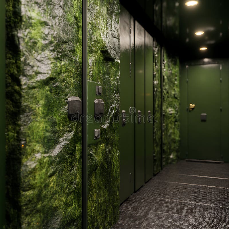 Green Wall and Doors in a Modern Interior Stock Illustration ...