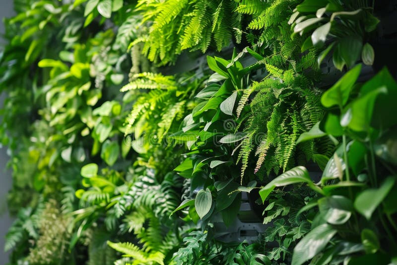 Green Wall of Ferns and Tropical Plants Stock Photo - Image of ecology ...