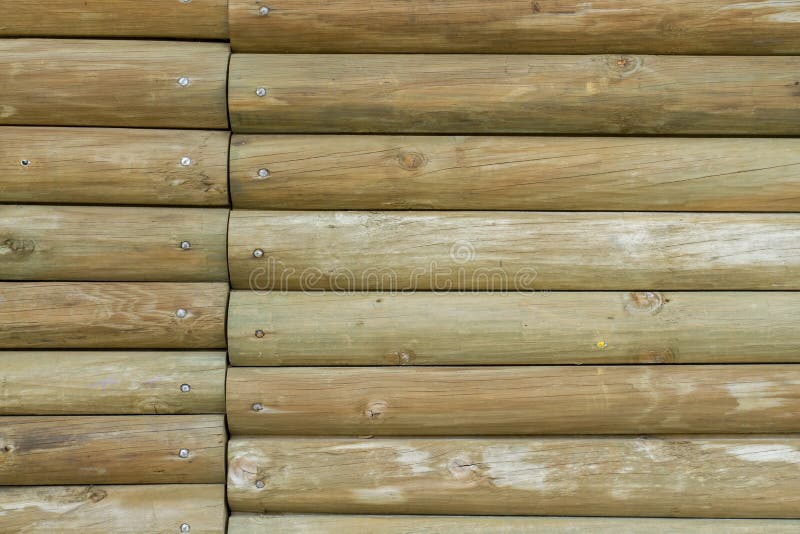 Green Wall Made with Wooden Logs, Horizontal Lines Stock Image - Image ...