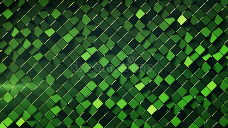 Green Wall with Rhombus Shapes 3D Render Stock Illustration ...