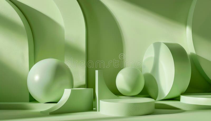 A Green Wall with Various Shapes and Objects Stock Image - Image of ...