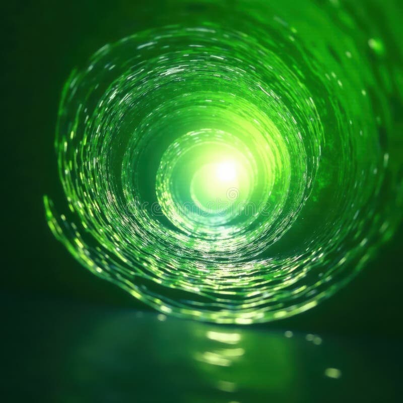 Green Wall of Water Curls, Sunlight Filters, Swirling Vortex Inside ...