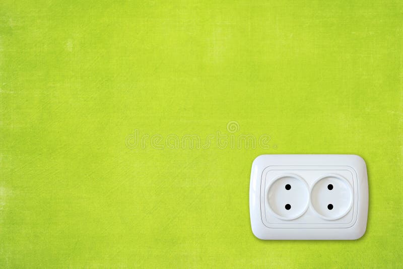 Green Wall with White Electric Outlet Stock Image - Image of green ...