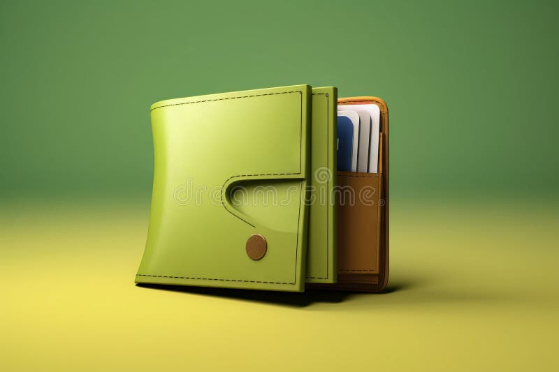 Green Wallet with Card Holder and Wallet Inside. Generative AI Stock ...