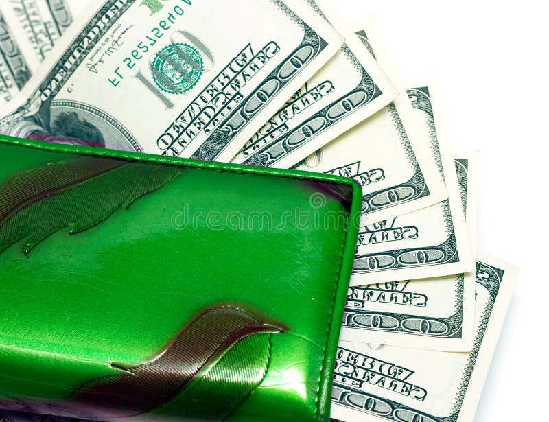 Green wallet with money stock image. Image of market, green - 5423049