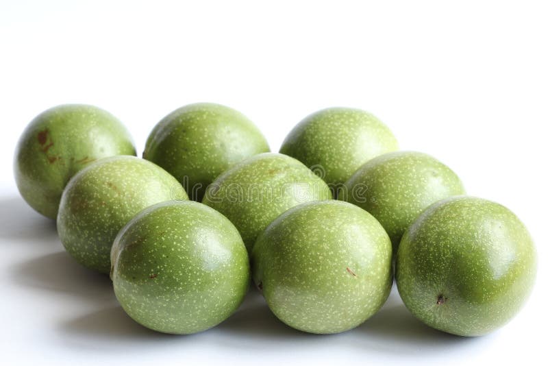 Green walnut. stock photo. Image of lemon, background - 229179832