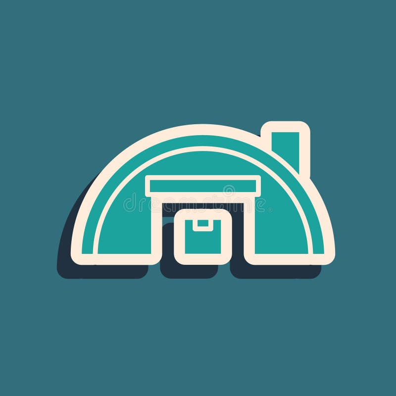 Green Warehouse Icon Isolated on Green Background. Long Shadow Style ...