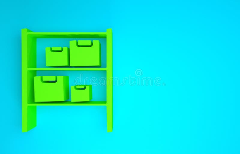 Green Warehouse Icon Isolated on Blue Background. Minimalism Concept ...