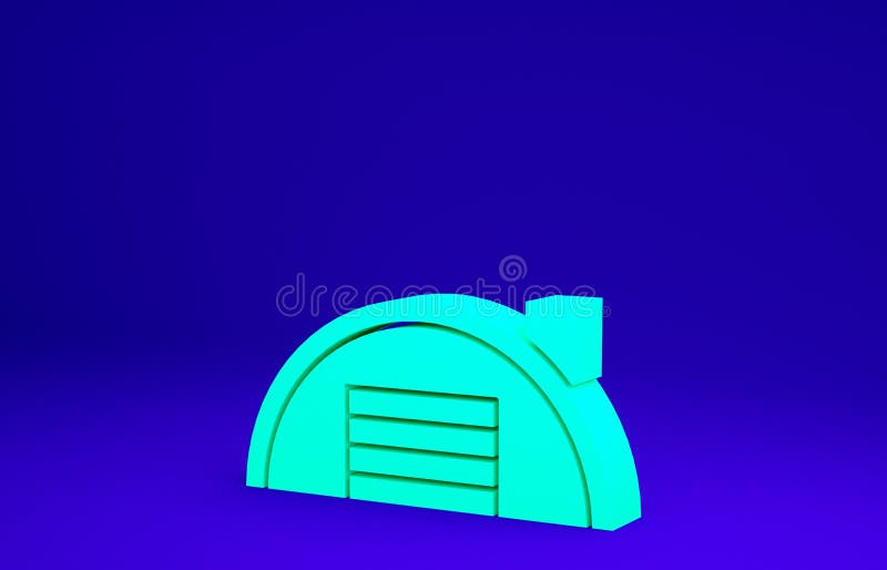 Green Warehouse Icon Isolated on Blue Background. Minimalism Concept ...