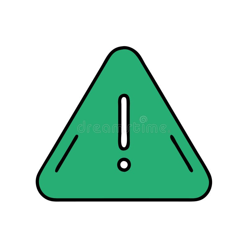 Green Warning Triangle Sign with Exclamation Mark Safety Vector ...