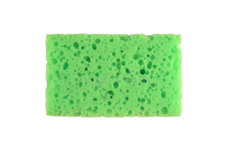 Green Washing Sponge for Dishes Isolated, Soft Part Stock Image - Image ...