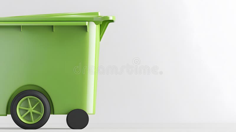 Green Waste Bin on a Minimalist Background Stock Illustration ...