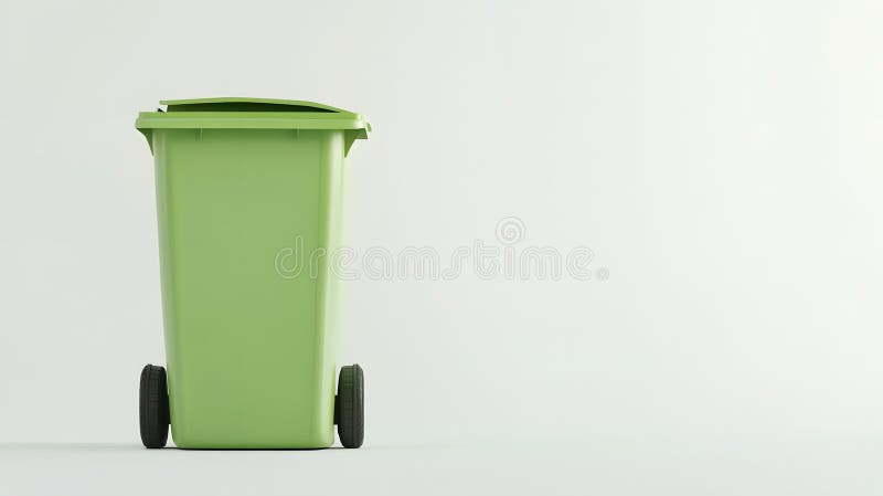 A Green Waste Bin on a Plain Background Stock Illustration ...