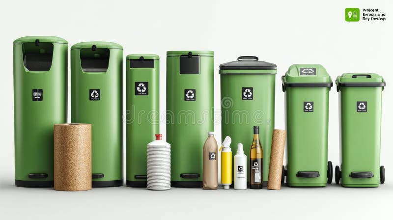 Green Waste Bins for Efficient Recycling and Biodegradable Material Disposal Solutions Stock ...