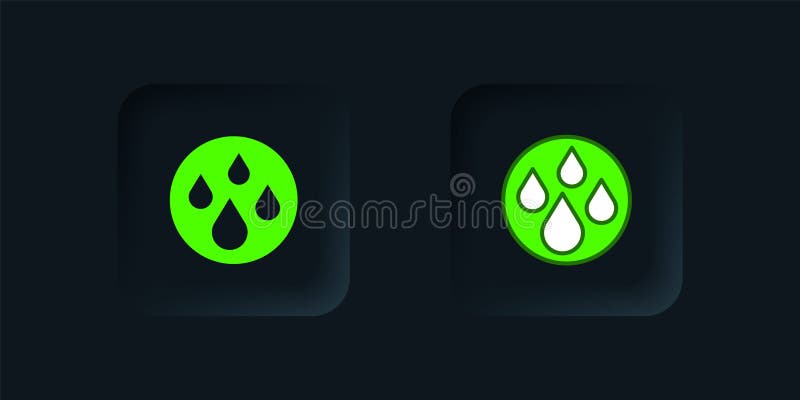 Green Water Drop Icon Isolated on Black Background. Black Square Button ...