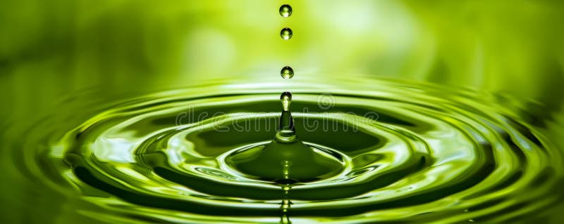 Green Water Droplet Creating Ripples in a Pond Stock Image - Image of ...