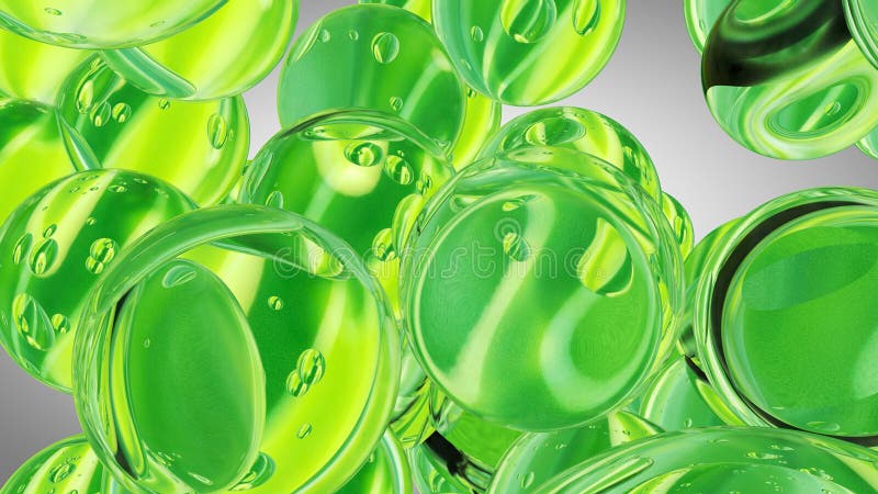 Green Water Drops. Abstract Water with Bubbles Stock Image - Image of ...