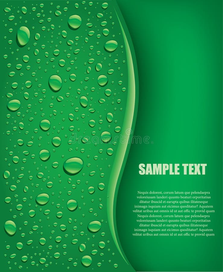 Green Water Drops Background with Place for Text Stock Vector ...