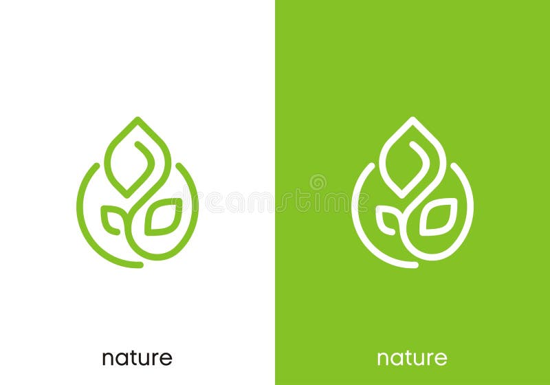 Green Water Drops and Leaf Logo Design Stock Illustration ...