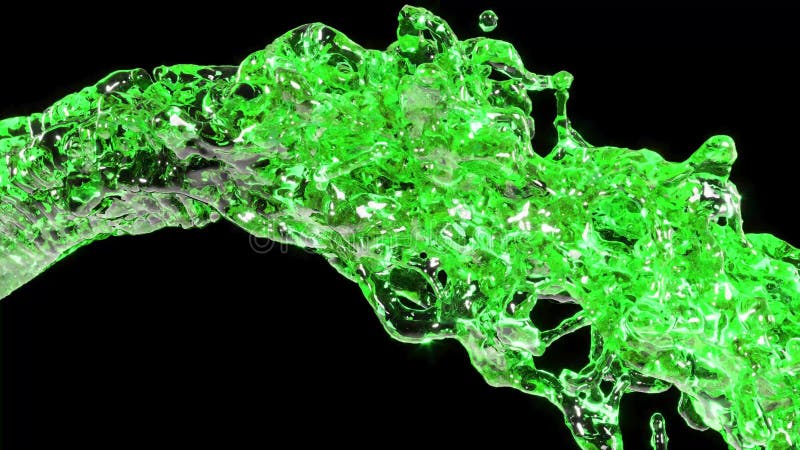 Green Water Jet Liquid on Black Bg Super 3d Stock Illustration ...