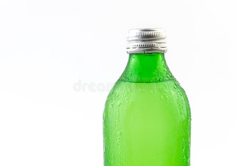 Green Water or Lemonade Bottle with Condensation Drops Isolated Stock ...