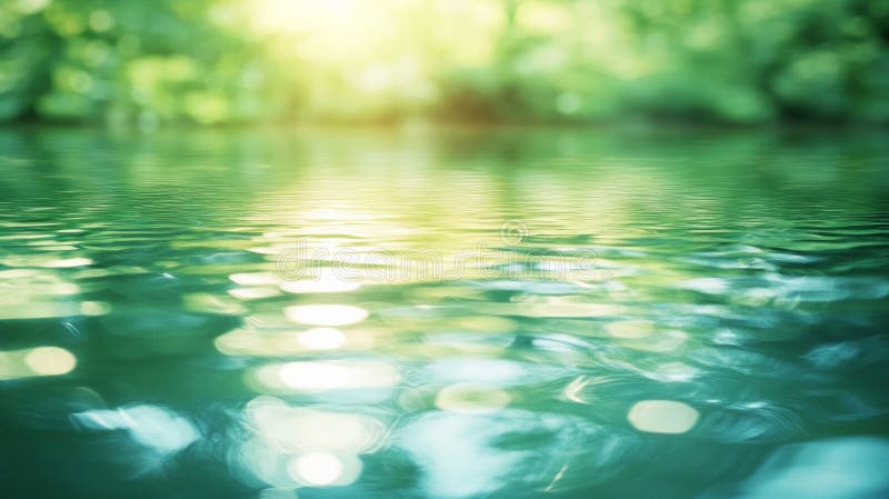 Green Water Reflection with Sunlight and Leaves Stock Illustration ...