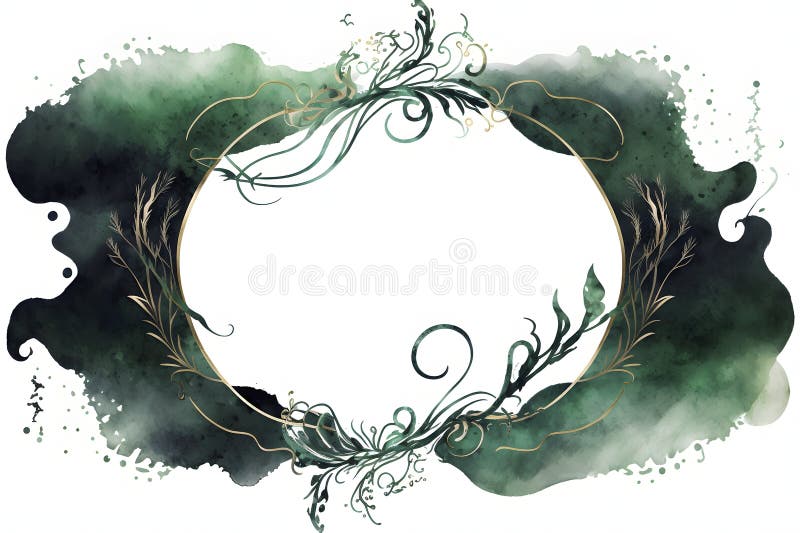 Green Watercolor Border Overlay for Invitations and Scrapbooking. Stock ...