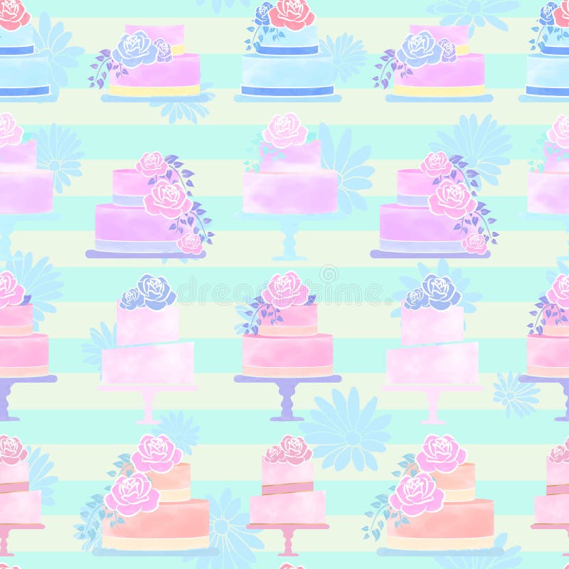 Green Watercolor Cake Pattern Background Stock Vector - Illustration of ...