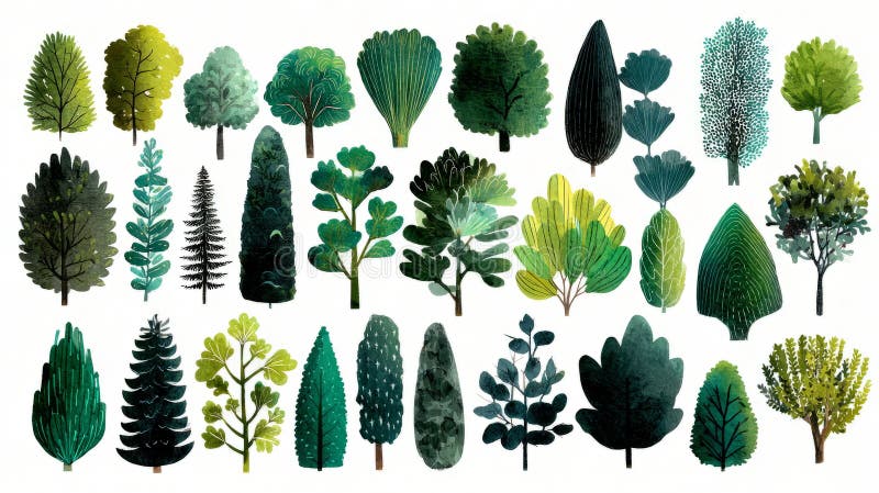 Green Watercolor Leaf in Botanical Styles Stock Image - Image of forest ...