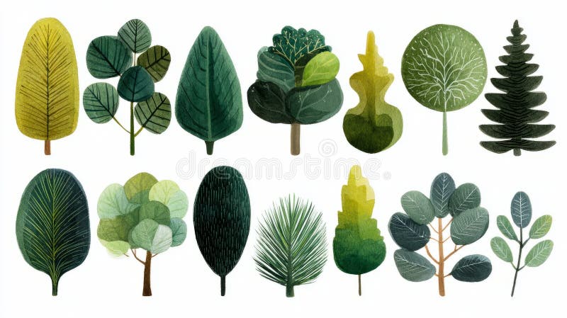 Green Watercolor Leaf in Botanical Styles Stock Photo - Image of ...