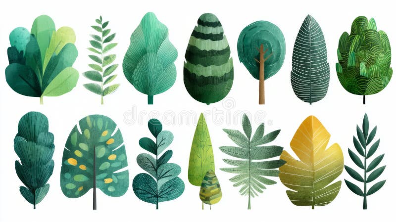 Green Watercolor Leaf in Botanical Styles Stock Image - Image of jungle ...